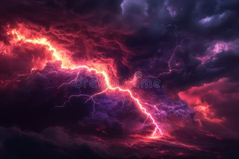 Dramatic Lightning Strikes Illuminate a Stormy Sky at Twilight Stock ...