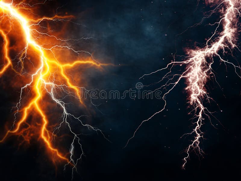 Dramatic Lightning Strikes Illuminating Dark Stormy Sky with Electric ...