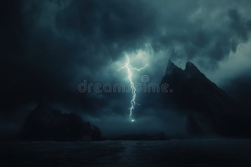 Dramatic Lightning Storm Over Ocean Cliffs Night Stock Photos - Free & Royalty-Free Stock Photos ...