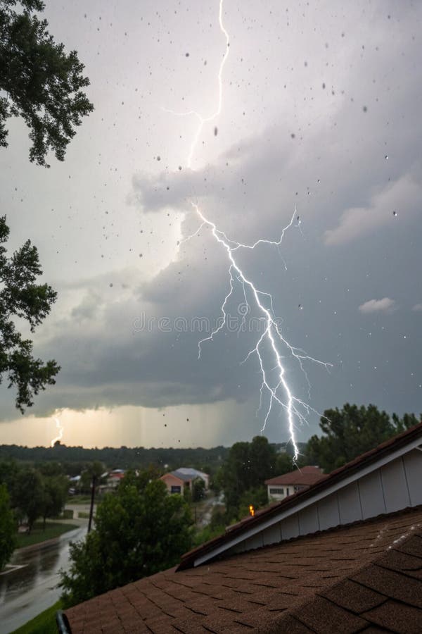 Lightning and Thunderstorm Flash with Raining Background Stock ...