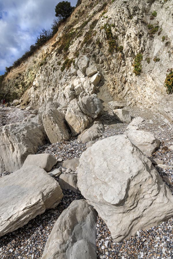 Limestone Cliff at Lulworth Cove, Wareham, England. Part of Jurassic ...
