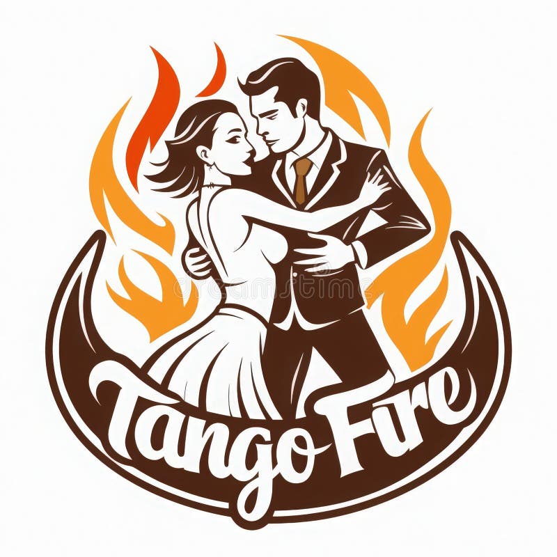 Tango Fire Logo with Stylized Dancers and Flames Stock Illustration ...