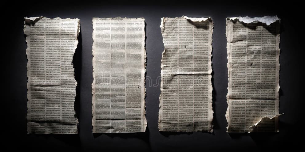 A Dramatic Long Rectangular Ripped Newspaper in a Vintage LowLight ...