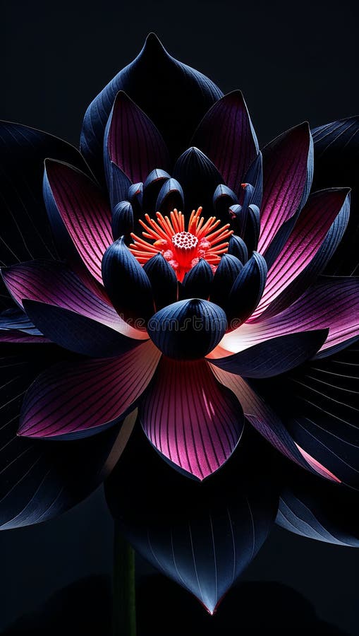 Dramatic Lotus Flower Centered on Dark Artistic Black Background Stock ...