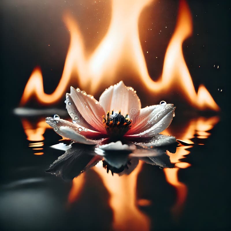 Flaming Lotus Fantasy stock illustration. Illustration of luminous ...