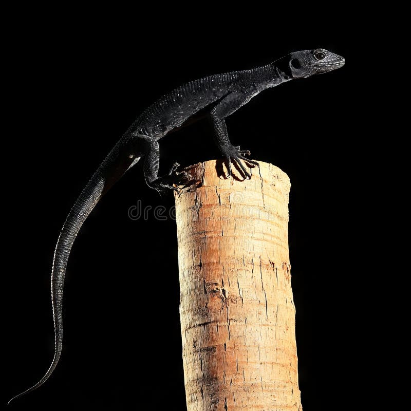 Dramatic Low-key Lighting Casts a Moody Glow on a Solitary Lizard on a ...