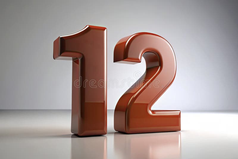 Dramatic Low-Light 3D Render of Number Twelve: a Striking Red Digit on ...