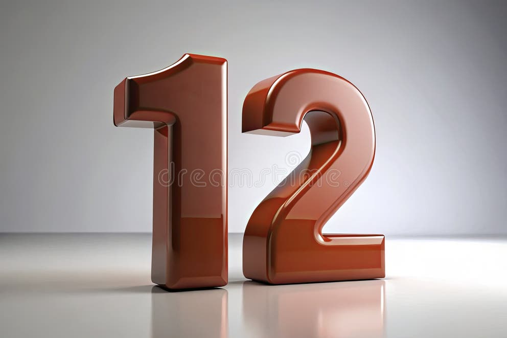 Dramatic Low-Light 3D Render of Number Twelve: a Striking Red Digit on ...