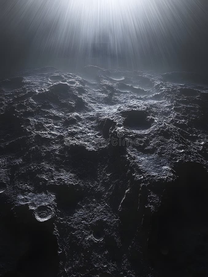 Dramatic Lunar Surface Cratered Moon Landscape with Celestial Light ...