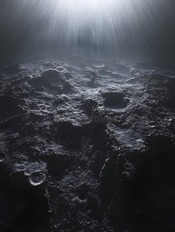 Dramatic Lunar Surface Cratered Moon Landscape with Celestial Light ...