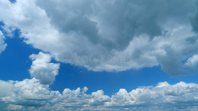 Dramatic Majestic Amazing Blue Sky. Puffy Fluffy White Clouds. Time ...
