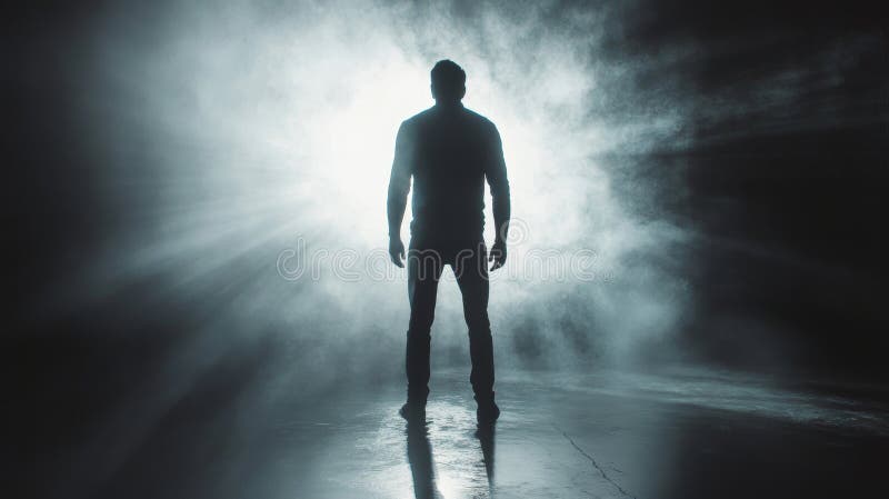Dramatic Man Silhouette Artistic Image of Figure Standing in Bright ...