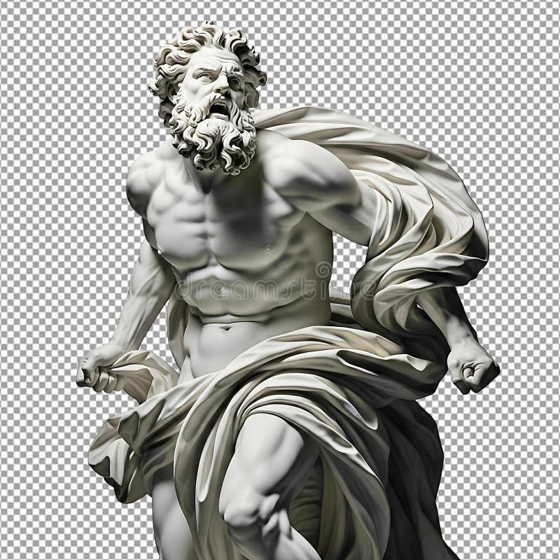 Angry Poseidon Monochrome Detailed Element Stock Vector - Illustration ...