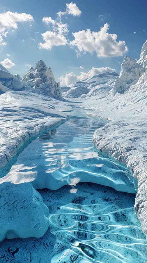 Dramatic Melt Pools on Greenland Glacier, Clear Skies, Wide Angle ... Dramatic Melt Pools on Greenland Glacier, Clear Skies, Wide Angle ...