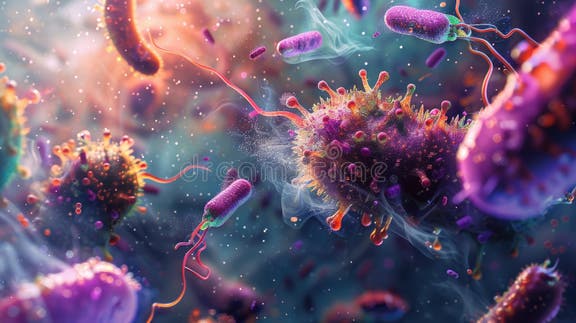 Dramatic Microscopic Battle between Bacteria and Antibiotics Stock ...