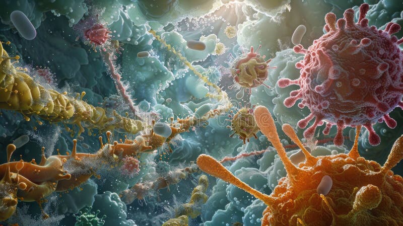 Dramatic Microscopic Battle between Bacteria and Antibiotics Stock ...