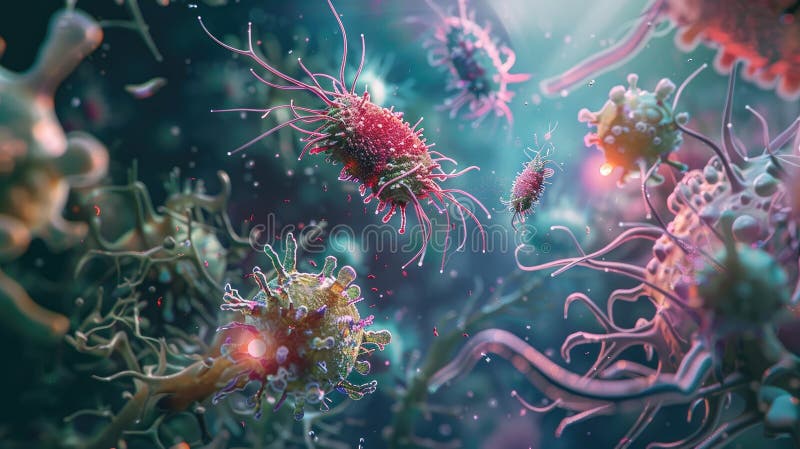 Dramatic Microscopic Battle between Bacteria and Antibiotics Stock ...