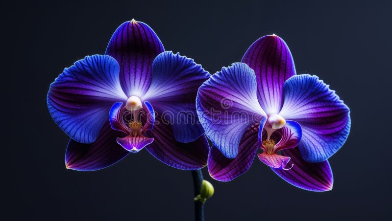 Dramatic Midnight Orchid with Deep Purple Gradient on a Black Backdrop ...