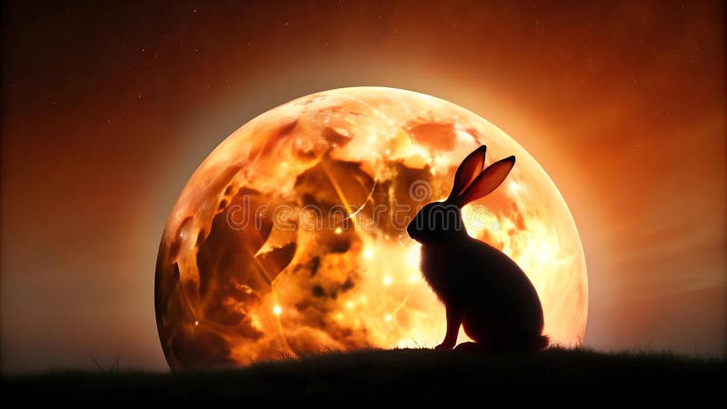 A Dramatic, Minimalist Depiction of a Rabbit S Silhouette Cast Against ...