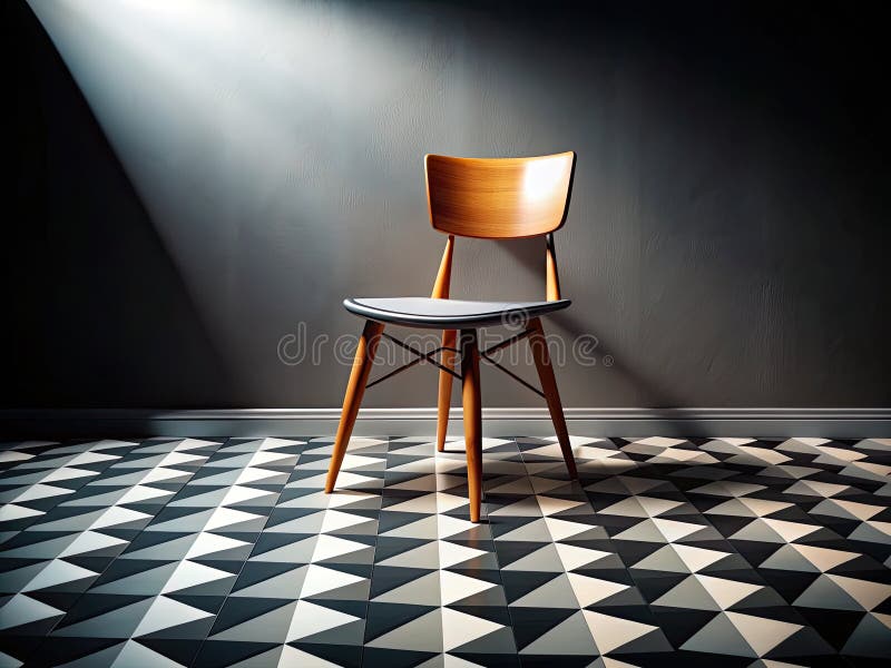 Dramatic Minimalist Kitchen Chair Geometric Patterned Floor Striking ...