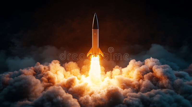 Dramatic Missile Launch from Military Base in Training Stock ...