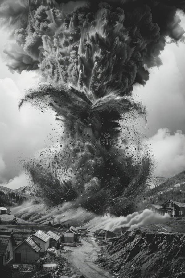 Huge Explosion Black and White Stock Image - Image of devastation ...