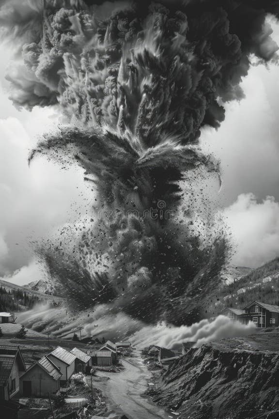 Huge Explosion Black and White Stock Image - Image of devastation ...
