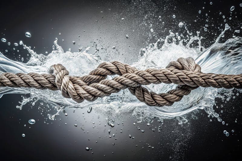 Dramatic Monochrome Rope and Water Splash a TopDown Flat Lay for ...
