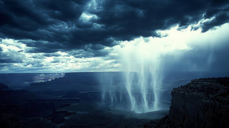 Dramatic Monsoon Rain Pours into the Grand Canyon Under a Dark ...