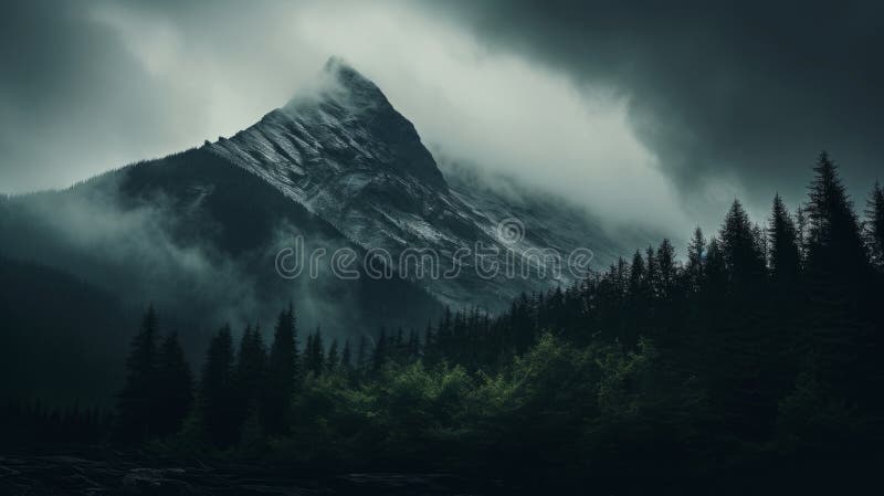 Dramatic and Moody Mountain Scenery Stock Illustration - Illustration ...