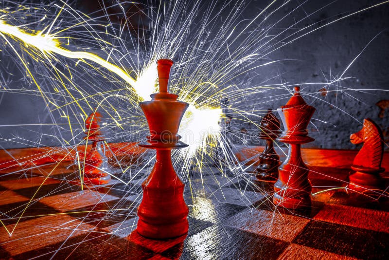 Dramatic and Moody Shot of Chess Pieces with Sparkling Lights ...