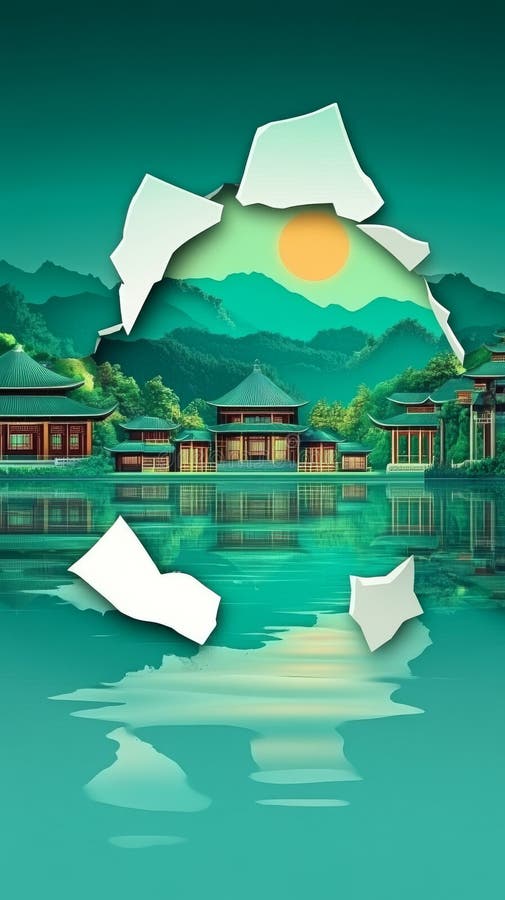 A Dramatic Mountain Landscape is Exposed through a Torn Paper Frame ...