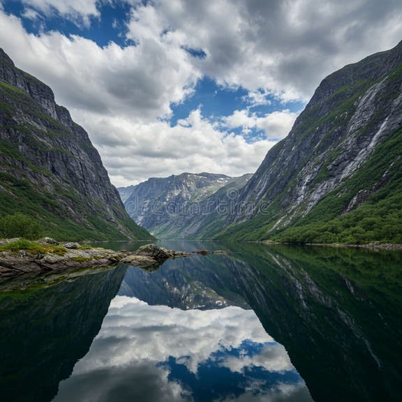 Dramatic Mountain Landscape Showcasing Steep, Towering Cliffs on Either ...