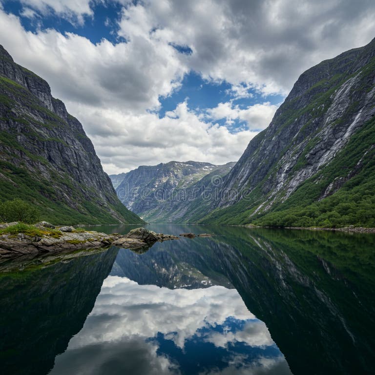 Dramatic Mountain Landscape Showcasing Steep, Towering Cliffs on Either ...