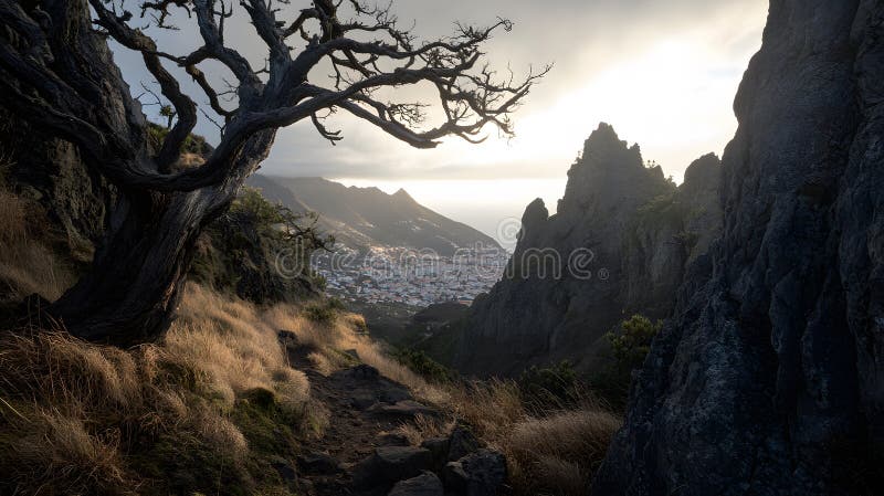 Dramatic Mountain Landscape Sunset View Hiking Trail Royalty Free Image ...