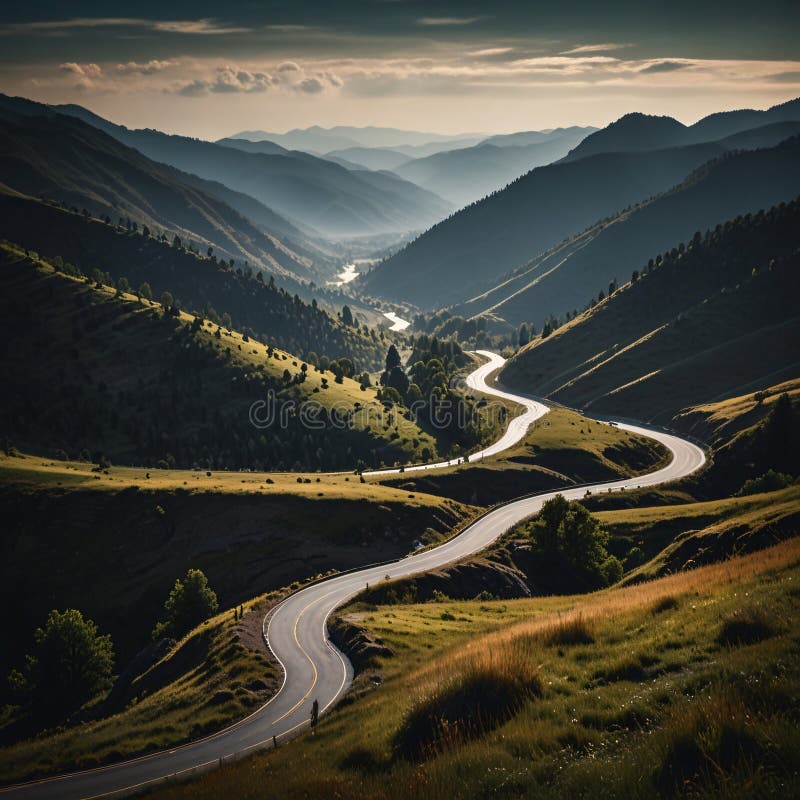 A Dramatic Mountain Pass with Winding Roads and a Breathtaking View of ...
