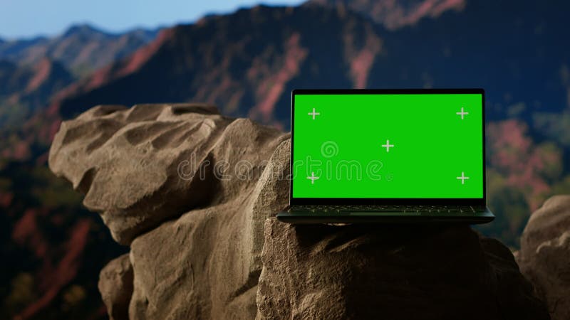 Dramatic Mountain Range Stretches Across the Horizon with Green Screen ...