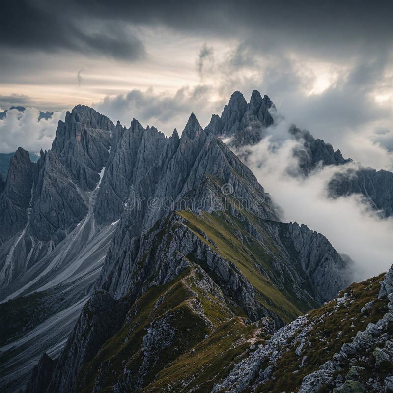 Majestic Mountain Ridge stock illustration. Illustration of cloud ...