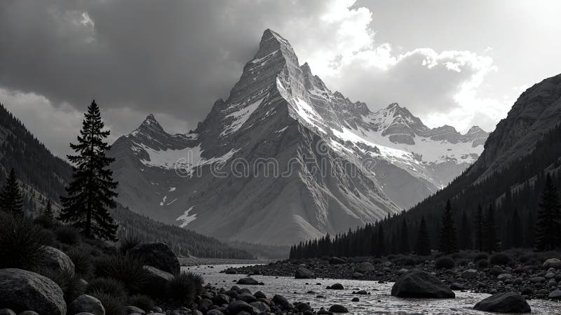 Dramatic Mountain Scenery in Monochrome a Stunning Atmospheric ...