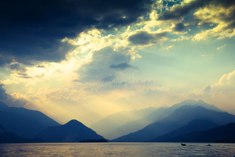 Dramatic Mountains and Lake Stock Image - Image of skies, impressive ...