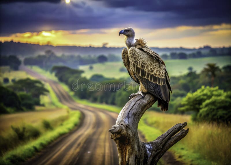 Dramatic Murchison Falls National Park Landscape Griffon Vulture ...