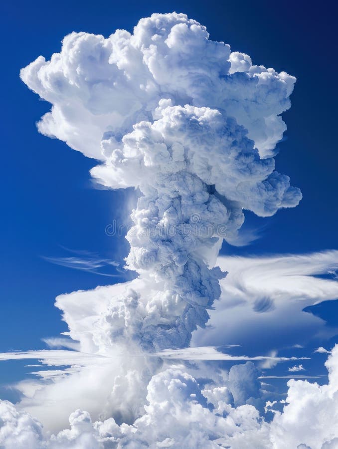 Dramatic Mushroom Cloud in Clear Blue Sky. Generative Ai Stock ...