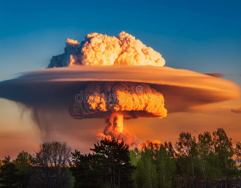 Dramatic Mushroom Cloud Erupting in the Sky during a Nuclear Explosion ...