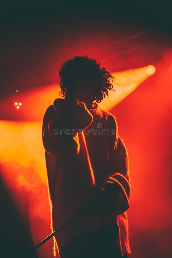 Dramatic Musician Performing on Stage Stock Image - Image of guitarist ...