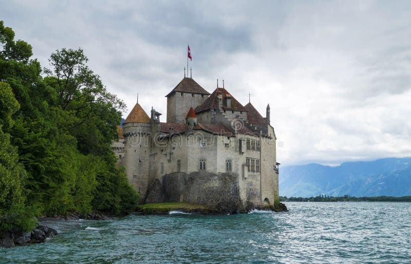 Dramatic and Mysterious Scene at Chillon Castle, Switzerland Editorial ...