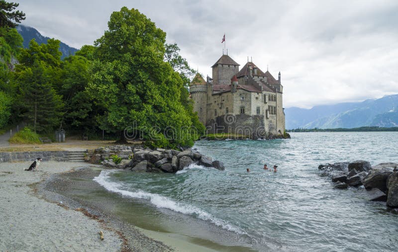 Dramatic and Mysterious Scene at Chillon Castle, Switzerland Editorial ...