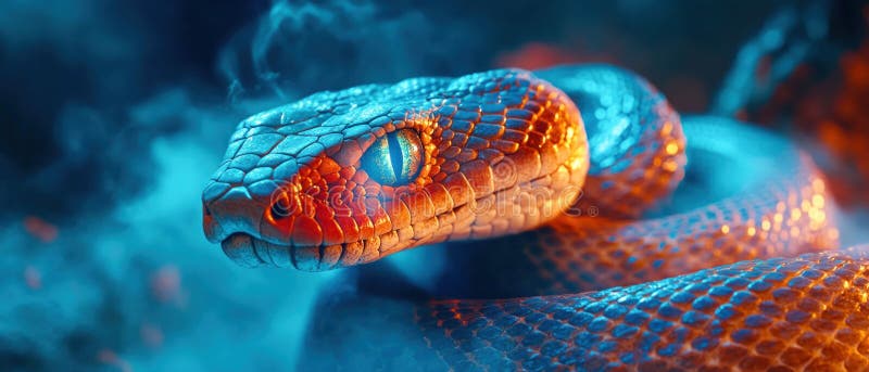 Dramatic and Mystical Snakes in Artistic Environments Stock ...