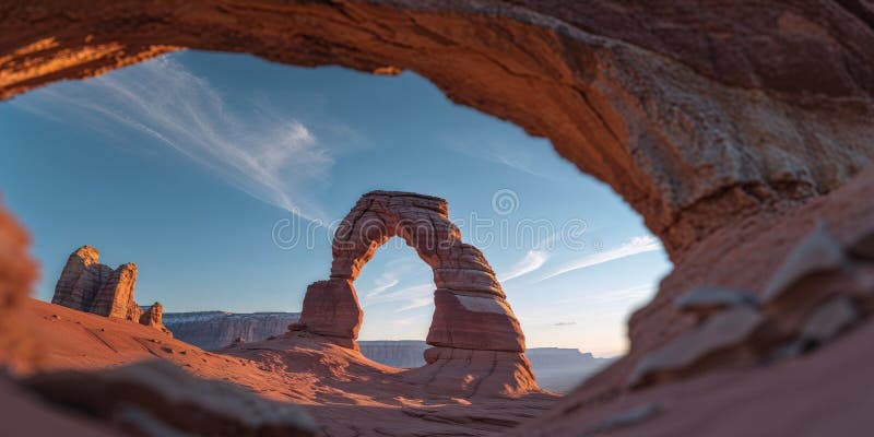 Dramatic Natural Arch As Cliff Focal Point. Stock Image - Image of ...