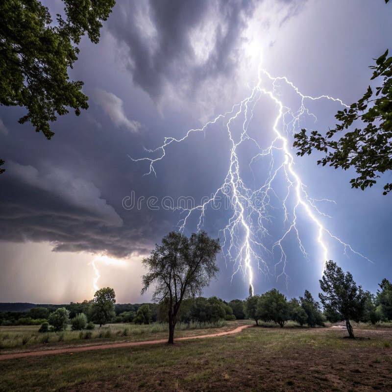 High Lightning Storm Thunder Nature Stock Illustration - Illustration ...