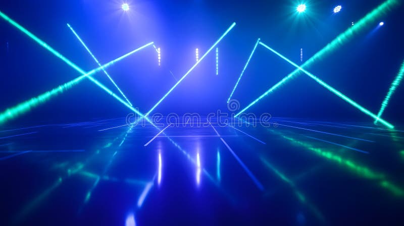 Dramatic Neon Light Patterns Casting Vibrant Reflections on a Dark ...